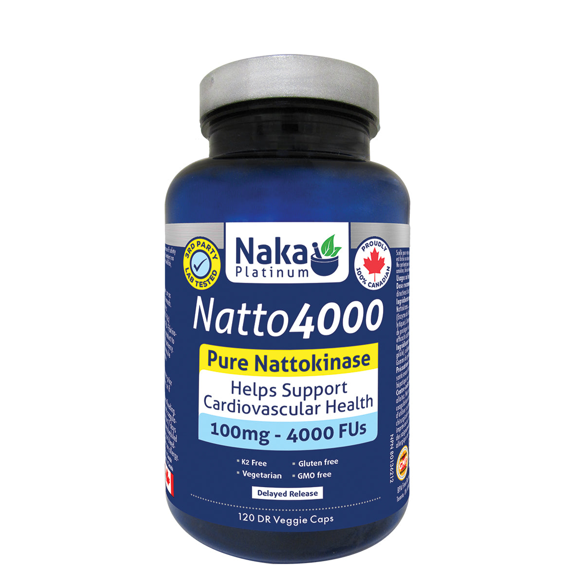 (Bonus Size) Platinum Nattokinase 4000 FU - 60 or 120 DR vcaps – Naka Pro